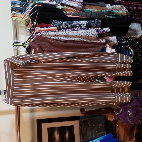Pants & Jumpsuits | 13 Taupe And White Striped Capris | Poshmark